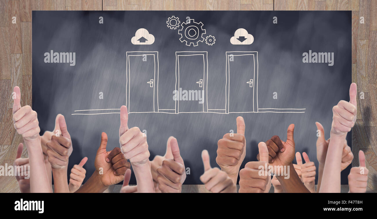 Composite image of hands showing thumbs up Stock Photo - Alamy