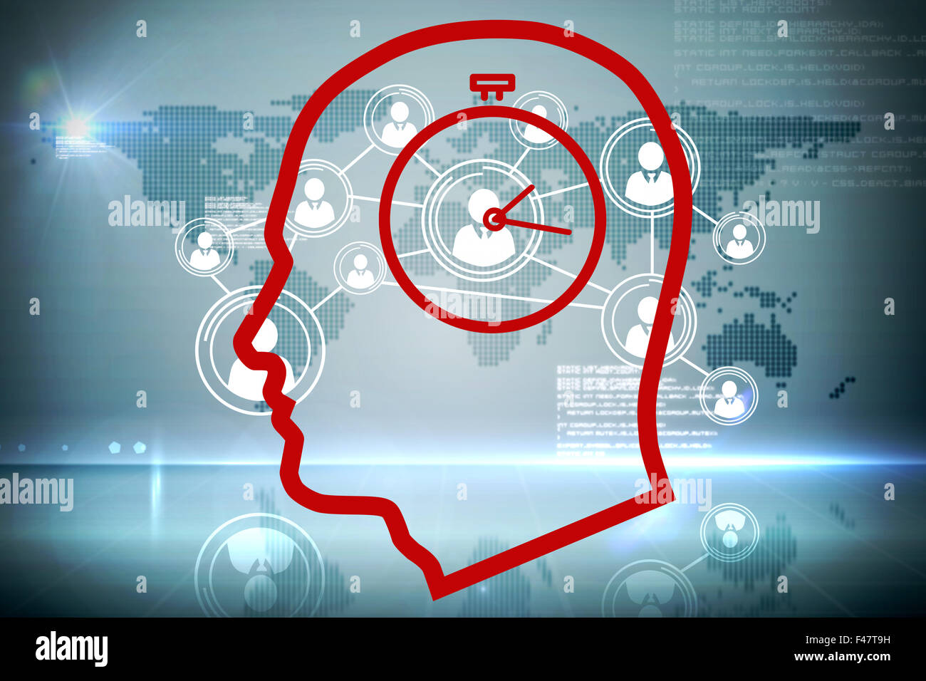 Composite image of stopwatch in head Stock Photo - Alamy