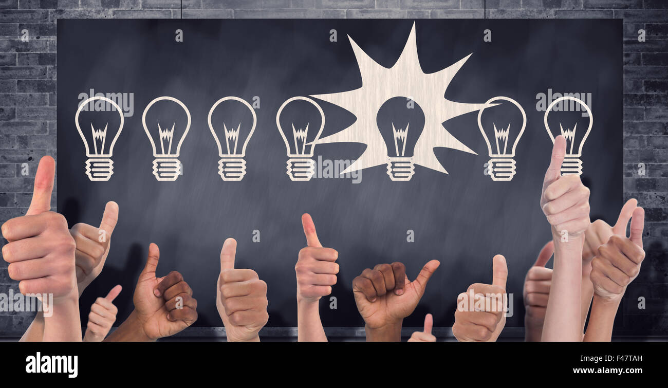 Composite image of hands showing thumbs up Stock Photo - Alamy