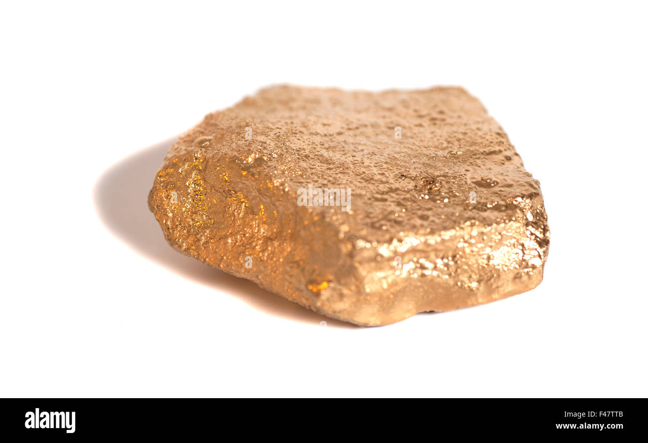 Golden nugget isolated on white background Stock Photo - Alamy
