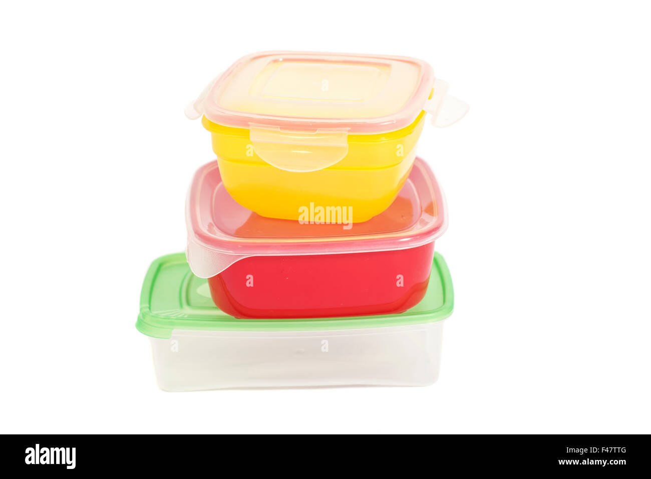 Stack of food plastic containers isolated on white Stock Photo - Alamy