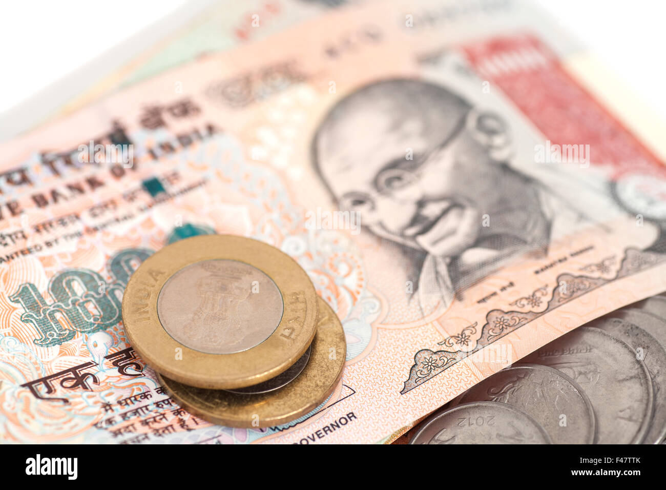 Indian Currency Rupee Notes and Coins Stock Photo - Alamy