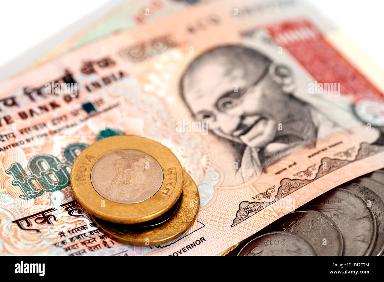 Indian Currency Rupee Notes and Coins Stock Photo - Alamy