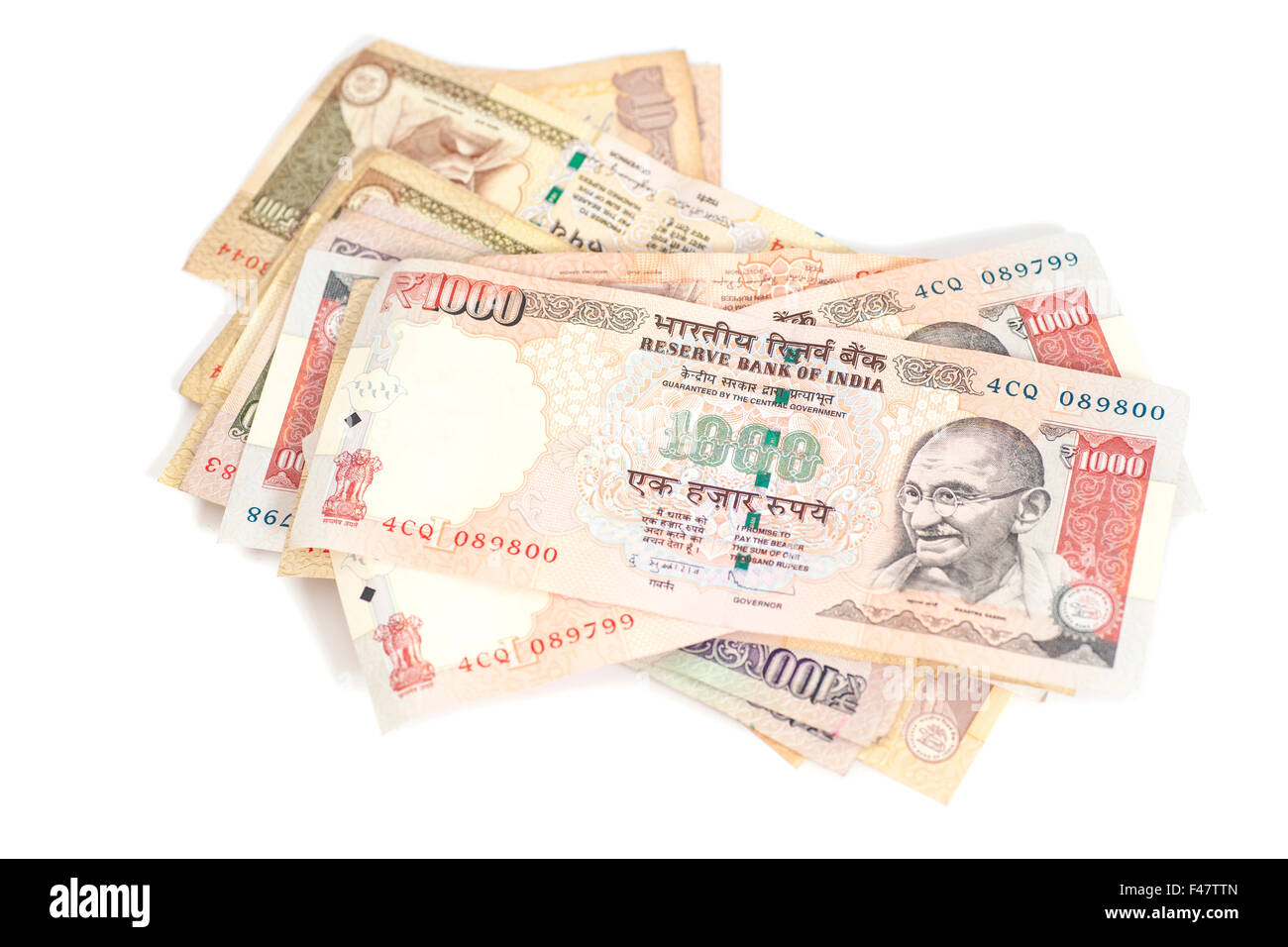 Indian Currency Rupee bank notes on white background Stock Photo - Alamy