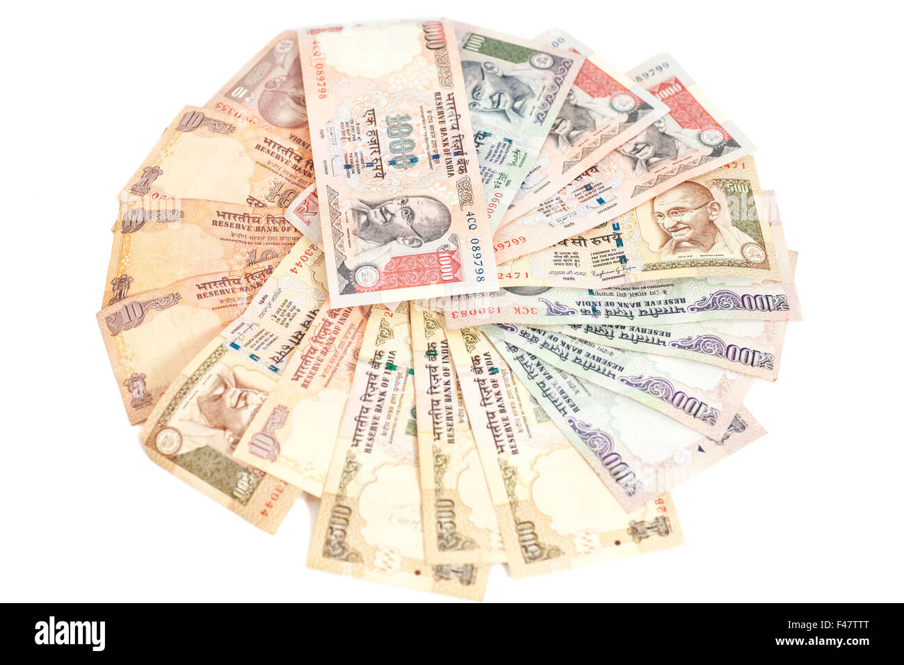 Indian Currency Rupee bank notes on white background Stock Photo - Alamy