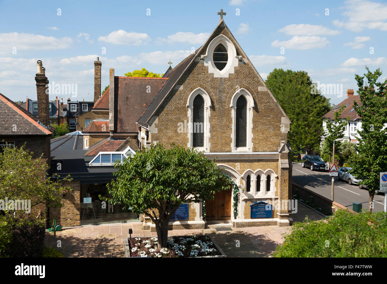 Suburban Catholic Church, St James Twickenham, in late spring / early ...