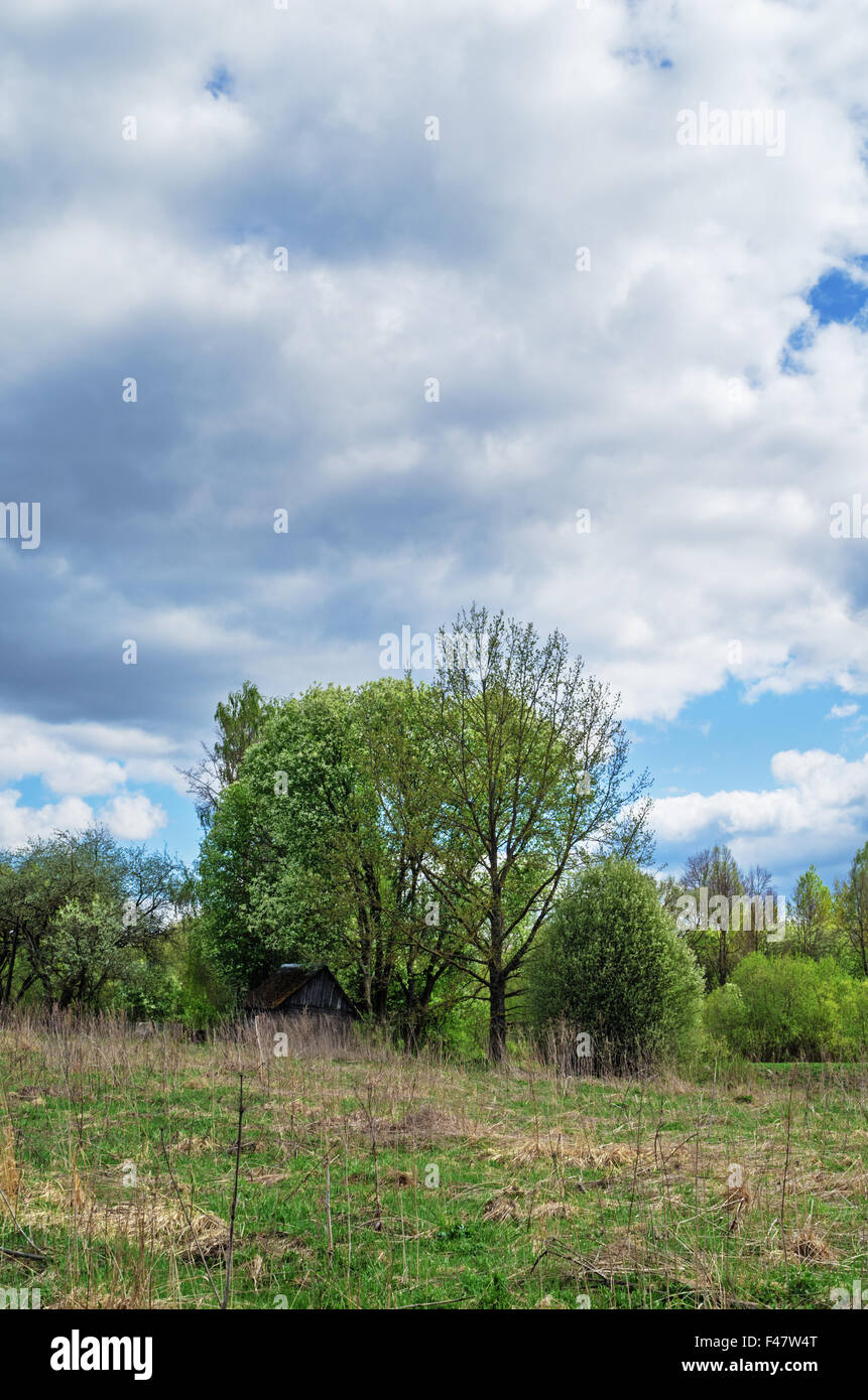 Village spring landscape Stock Photo - Alamy