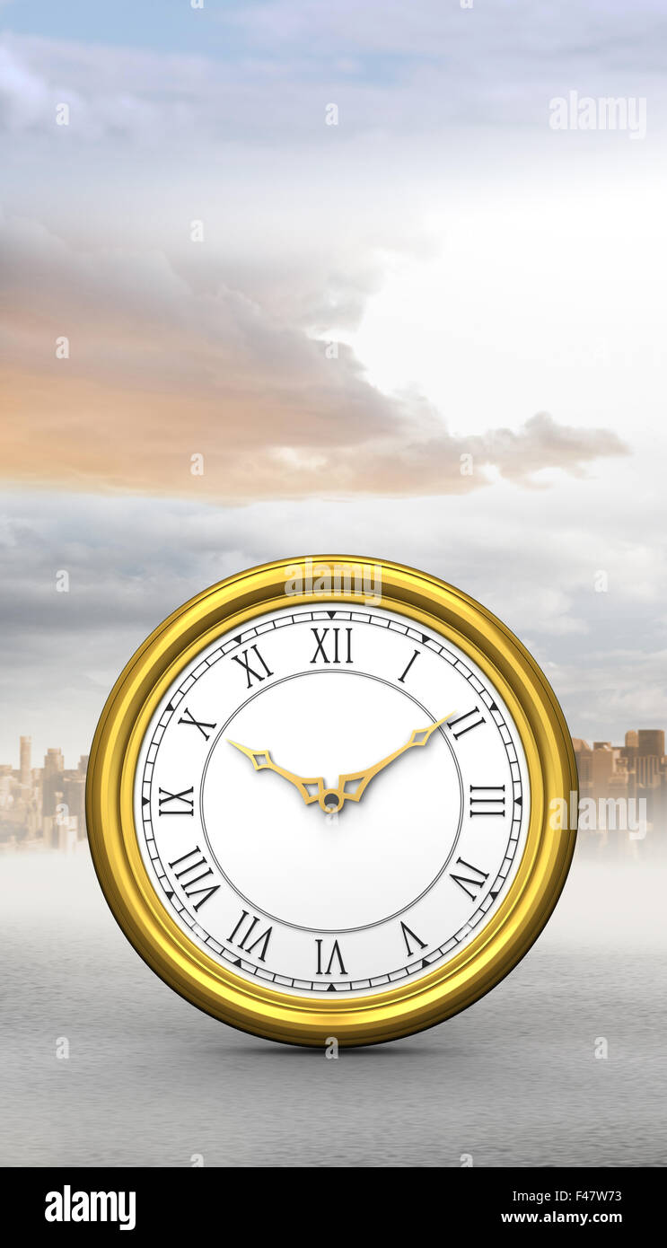 Composite image of golden clock Stock Photo - Alamy