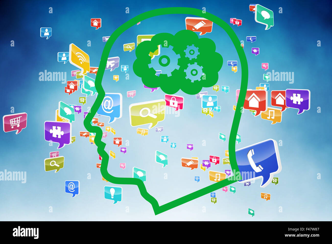 Composite image of cogs in head Stock Photo - Alamy