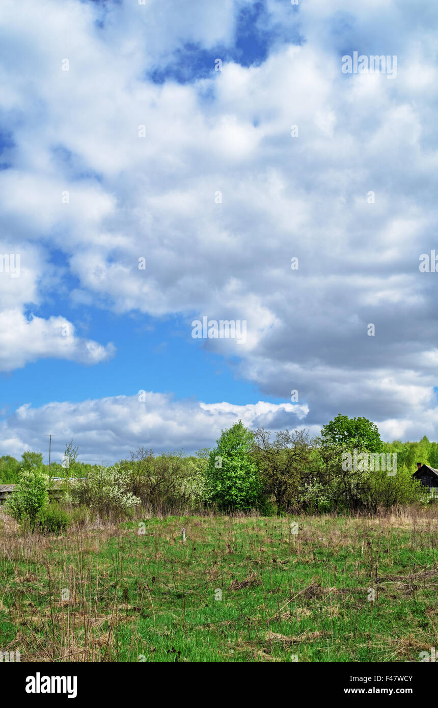 Village spring landscape Stock Photo - Alamy