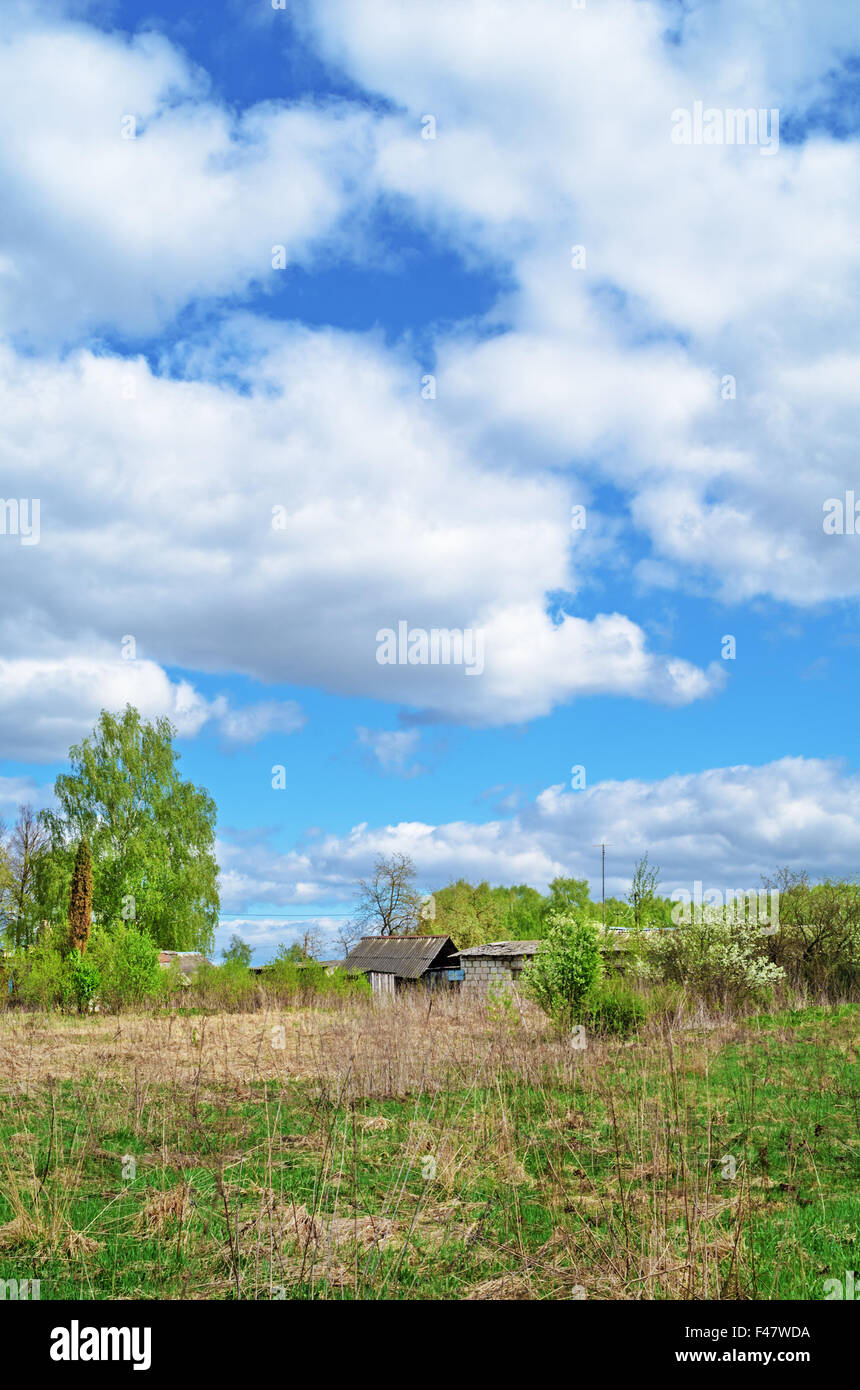 Village spring landscape Stock Photo - Alamy