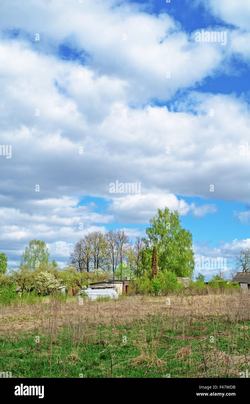 Village spring landscape Stock Photo - Alamy