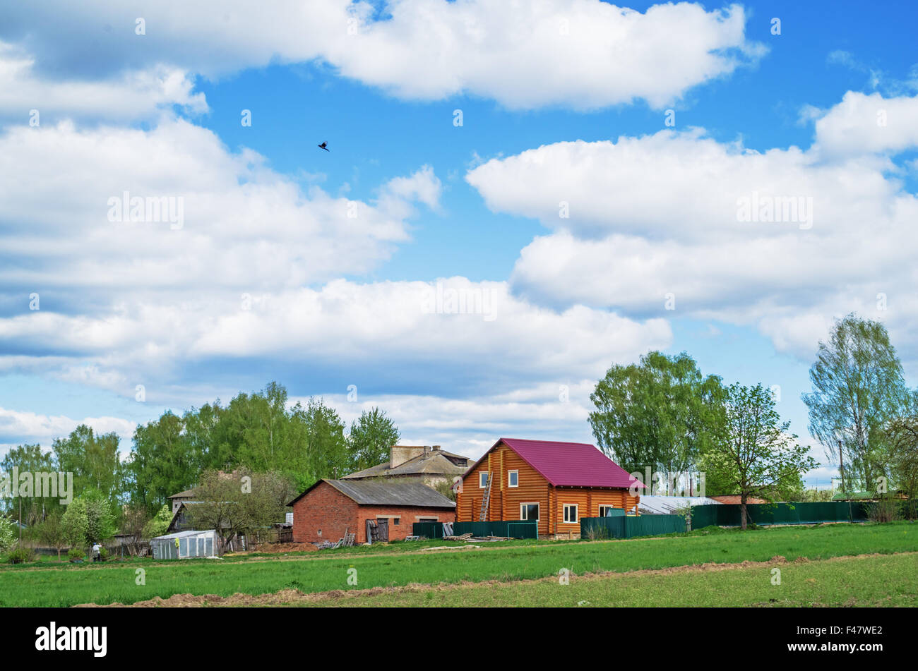 Village spring landscape Stock Photo - Alamy