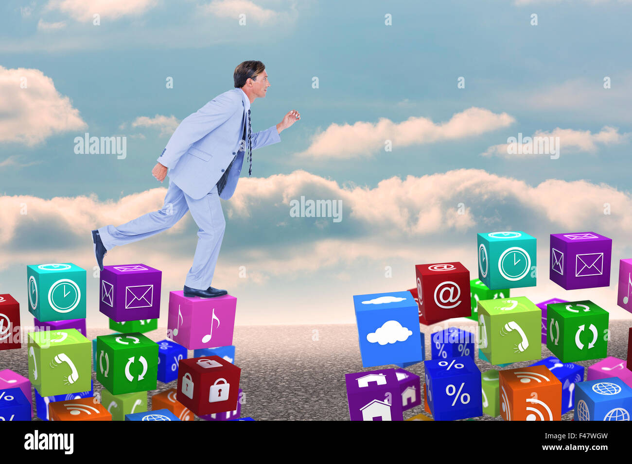 Composite image of stepping businessman Stock Photo - Alamy