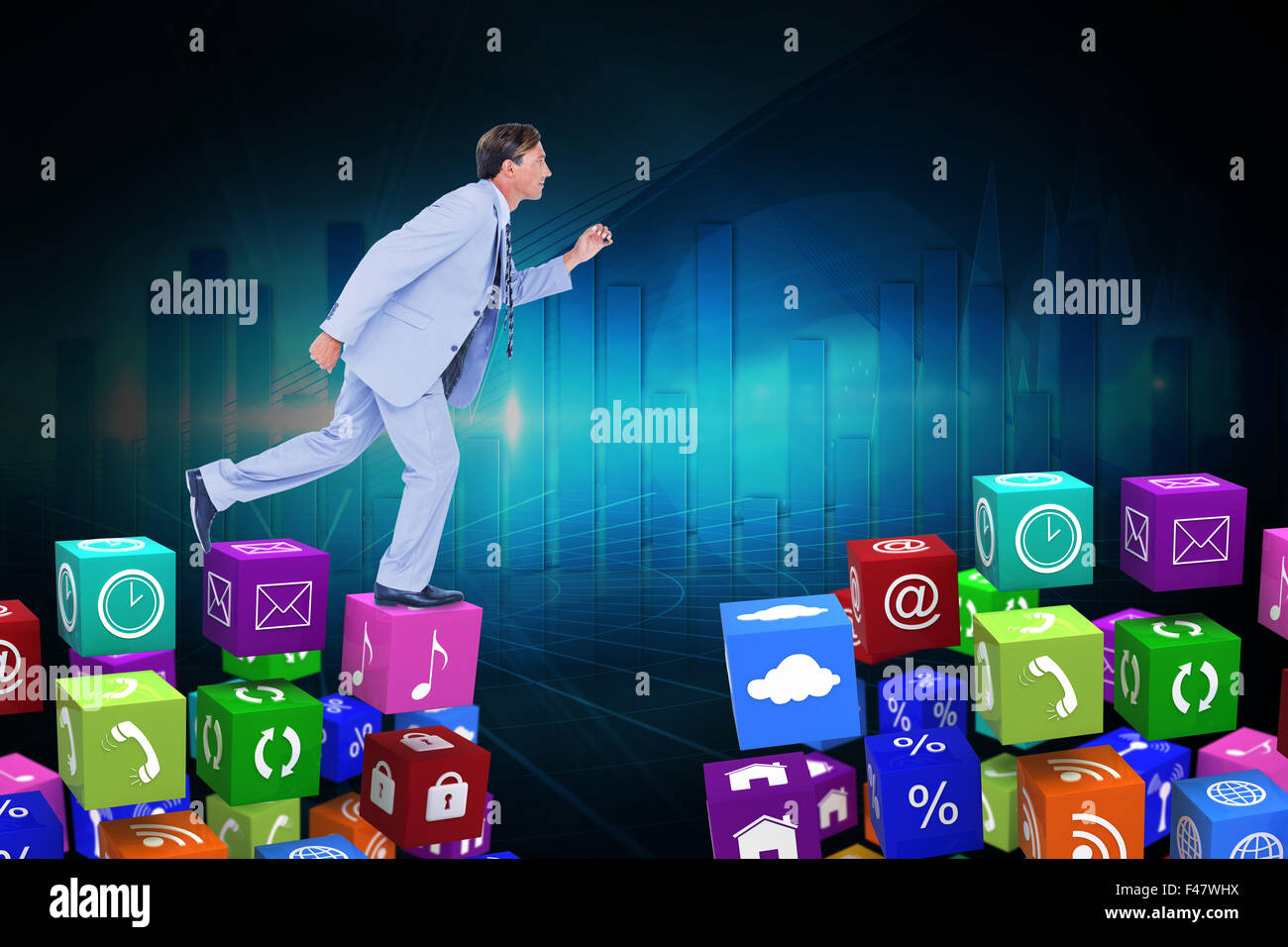 Composite image of stepping businessman Stock Photo - Alamy