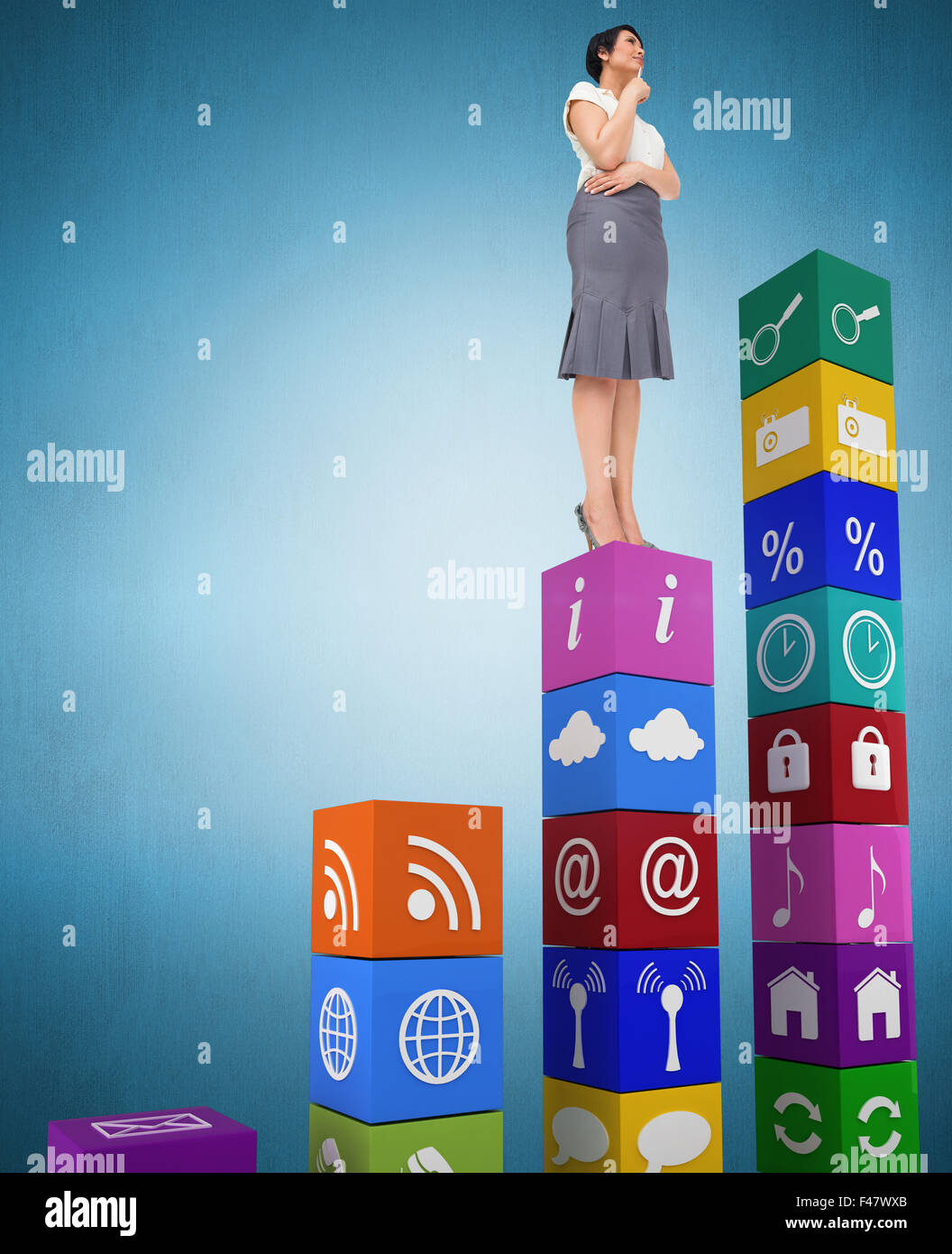 Mature businesswoman holding stack hi-res stock photography and images ...