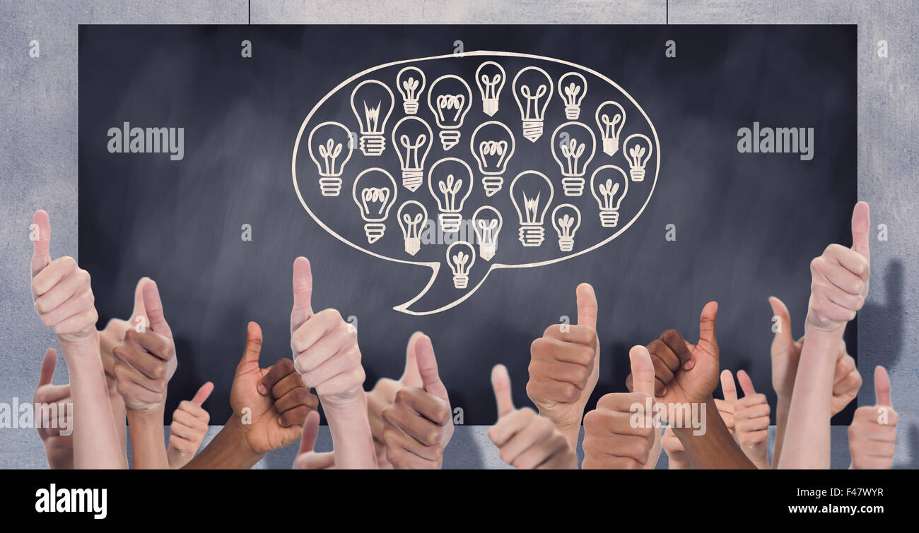 Composite image of hands showing thumbs up Stock Photo - Alamy