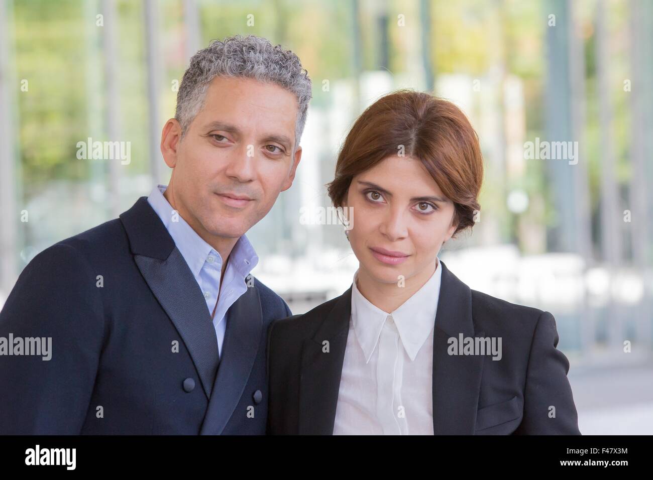 Rome, Italy. 15th Oct, 2015. Actors Beppe Fiorello and Claudia Potenza ...