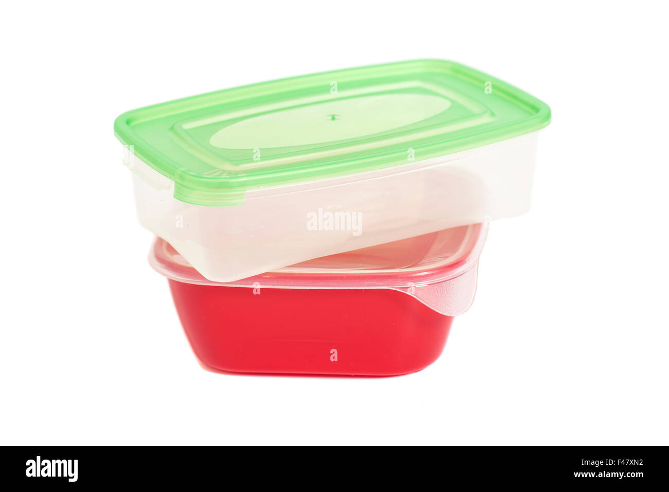 Stack of food plastic containers isolated on white Stock Photo - Alamy