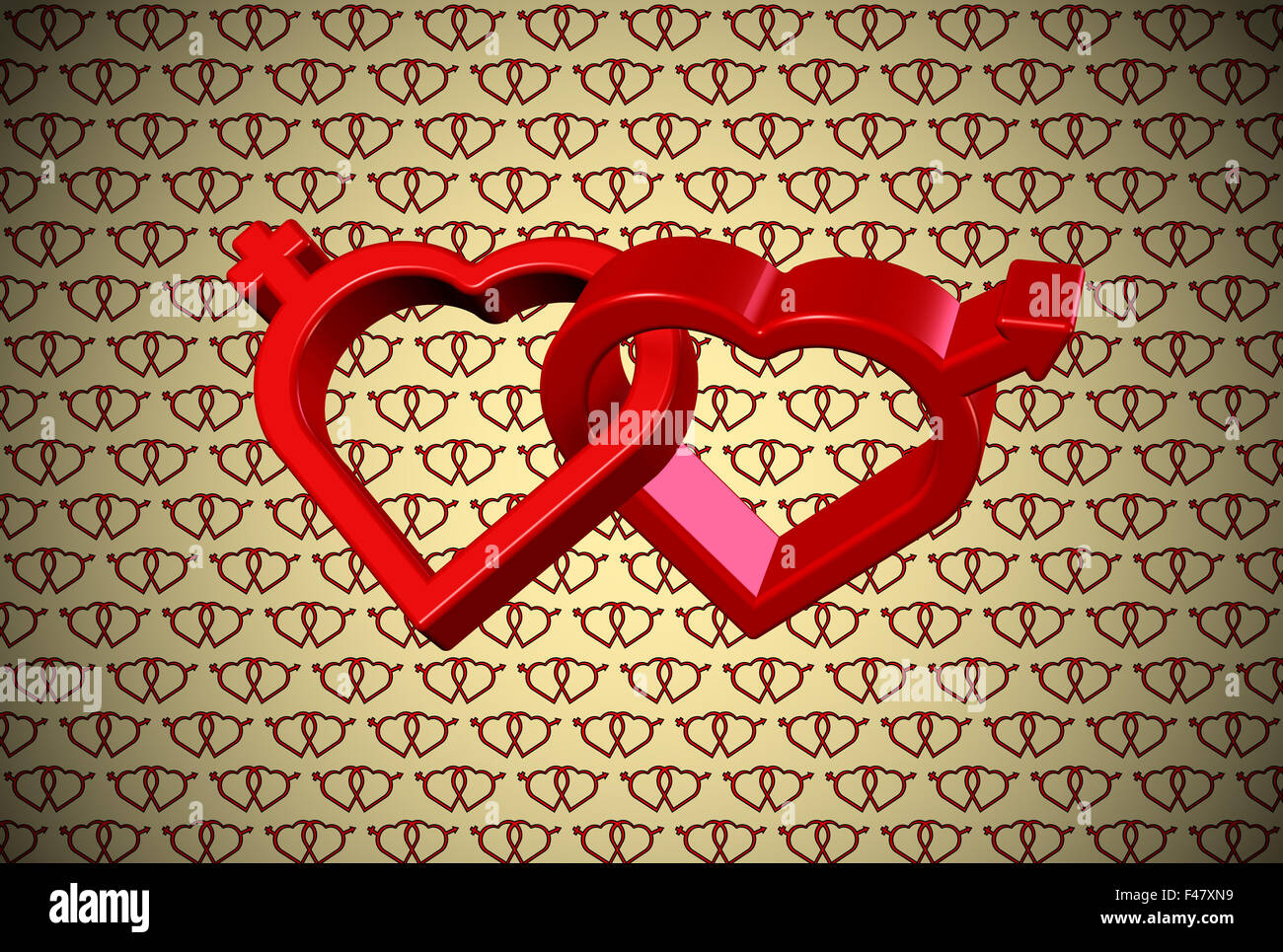 Invitation to love : two hearts crossed. Illustration 3508X2362 Stock ...