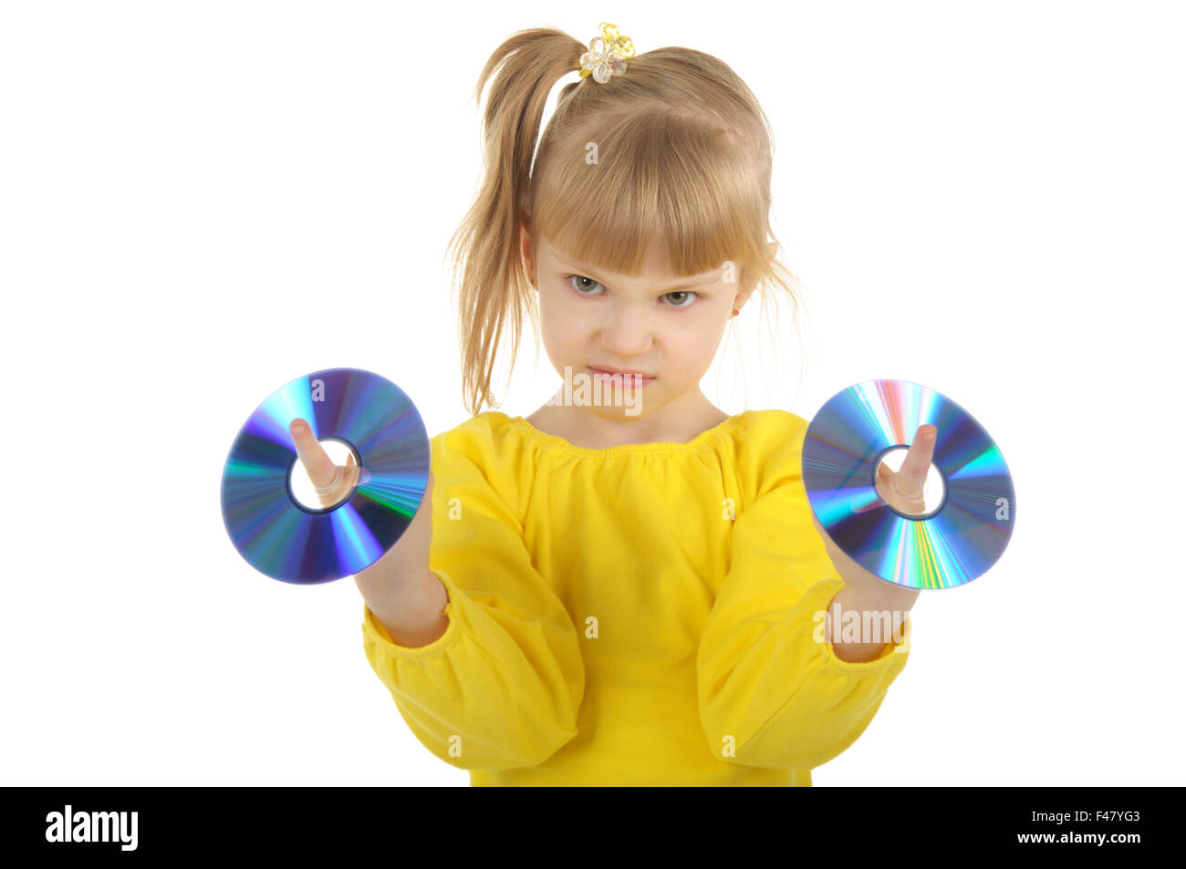 Girl With Cd Stock Photo - Alamy
