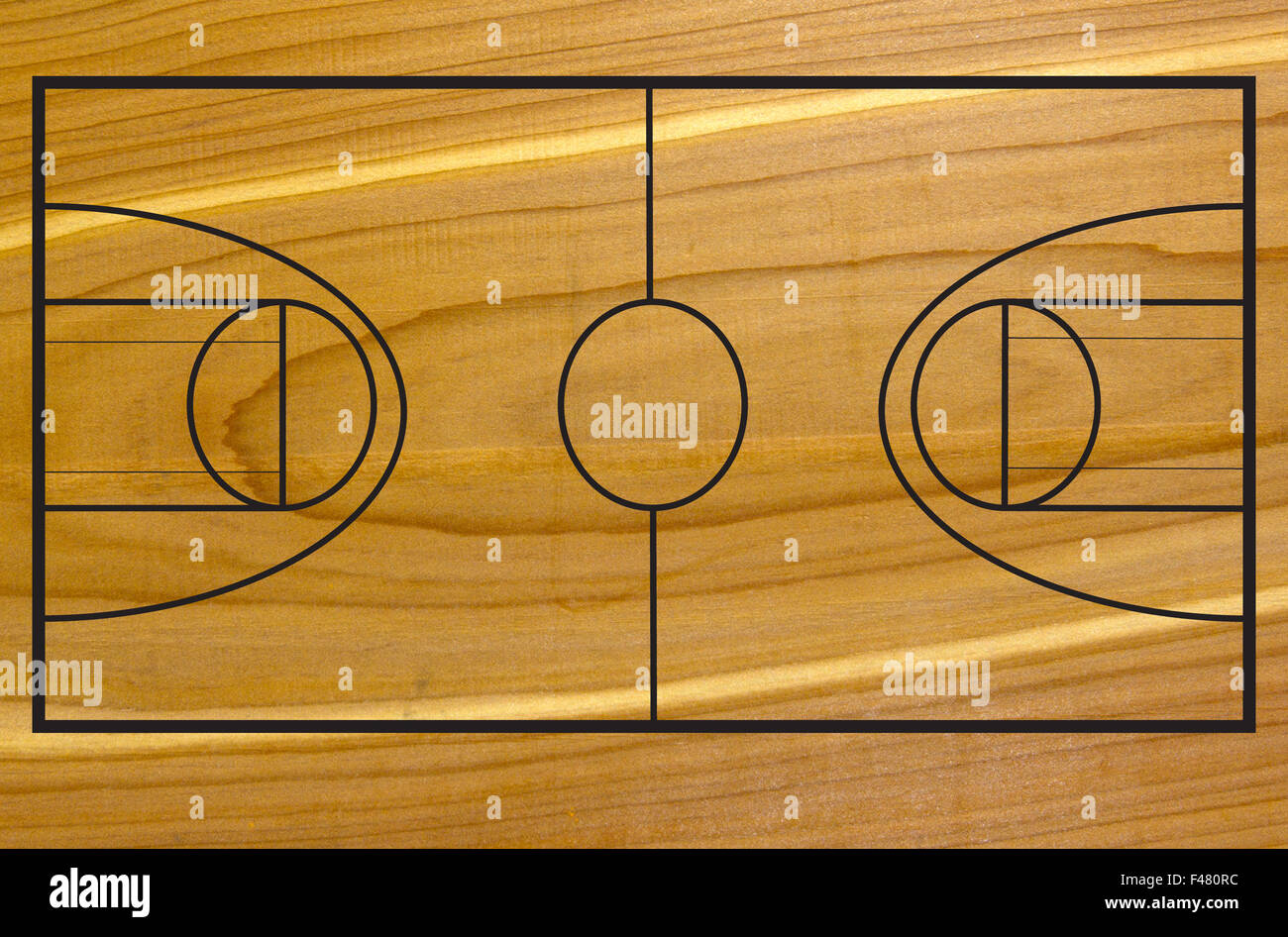 Diagram of basketball court to scale wood Stock Photo - Alamy