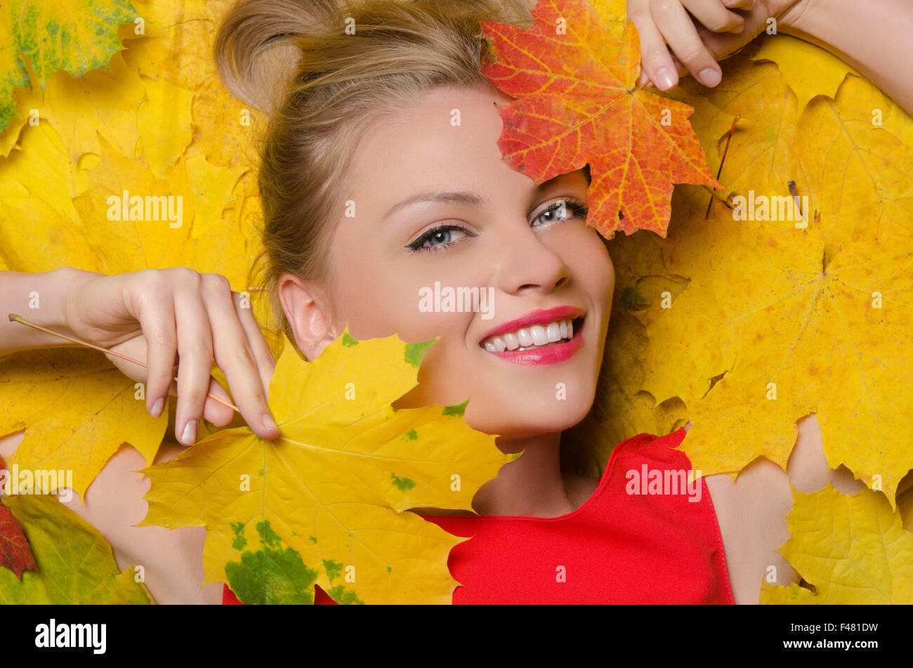 Woman autumn beauty headshot hi-res stock photography and images - Alamy