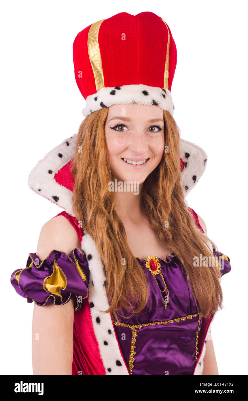 Woman queen isolated on white Stock Photo - Alamy