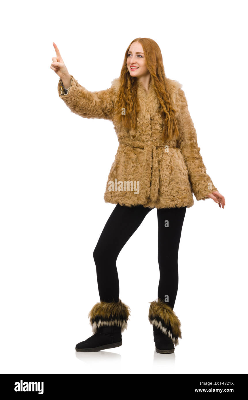 Woman in white coat red Cut Out Stock Images & Pictures - Alamy