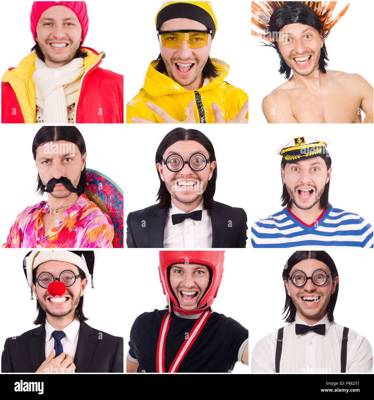 Collage of many faces from same model Stock Photo - Alamy