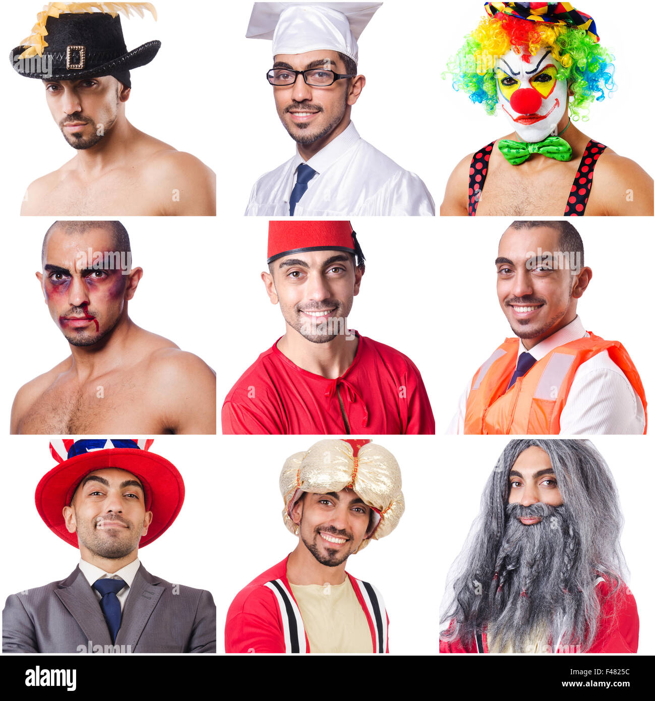 Collage of many faces from same model Stock Photo - Alamy
