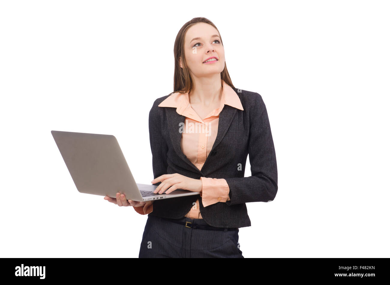 Working lady isolated on white Stock Photo - Alamy