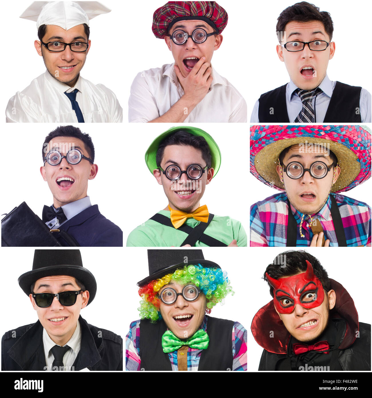 Collage of many faces from same model Stock Photo - Alamy