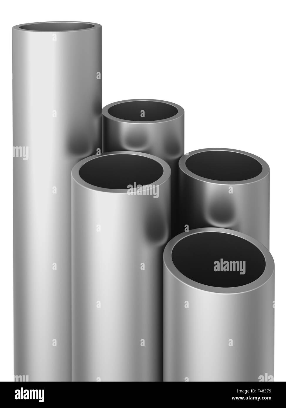 Steel Pipes on a white background Stock Photo - Alamy