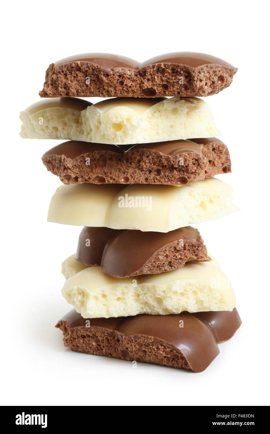 Stack of porous chocolate pieces Stock Photo - Alamy