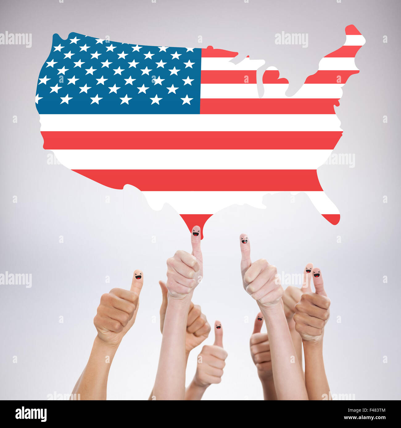 Composite image of hands showing thumbs up Stock Photo - Alamy