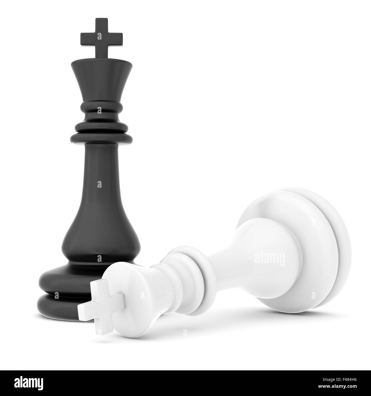 The fallen chess piece lying on white background Stock Photo - Alamy