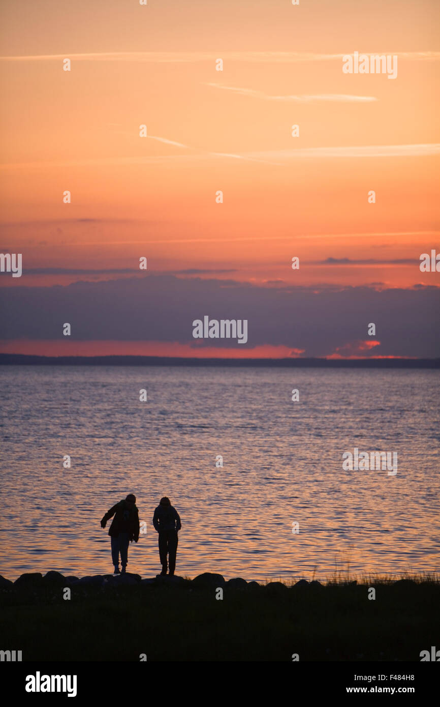 Two friends on a beach, Skane, Sweden Stock Photo - Alamy