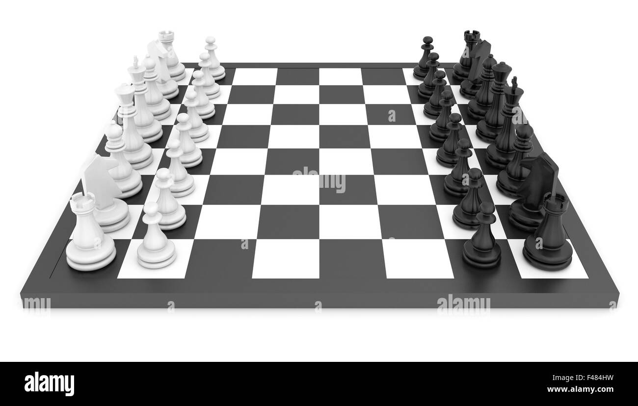 Chess pieces standing on black white chessboard Stock Photo - Alamy