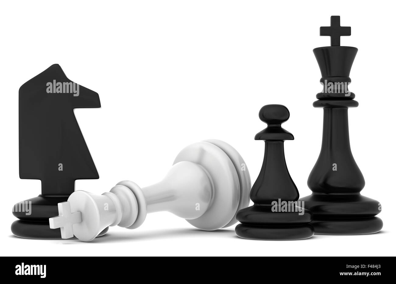 The fallen chess piece lying on a white background Stock Photo - Alamy