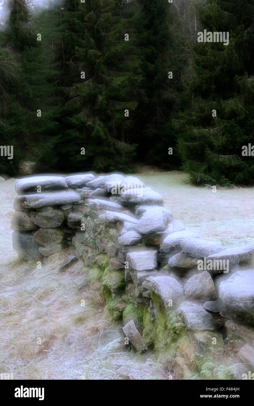 A stone wall, Sweden Stock Photo - Alamy