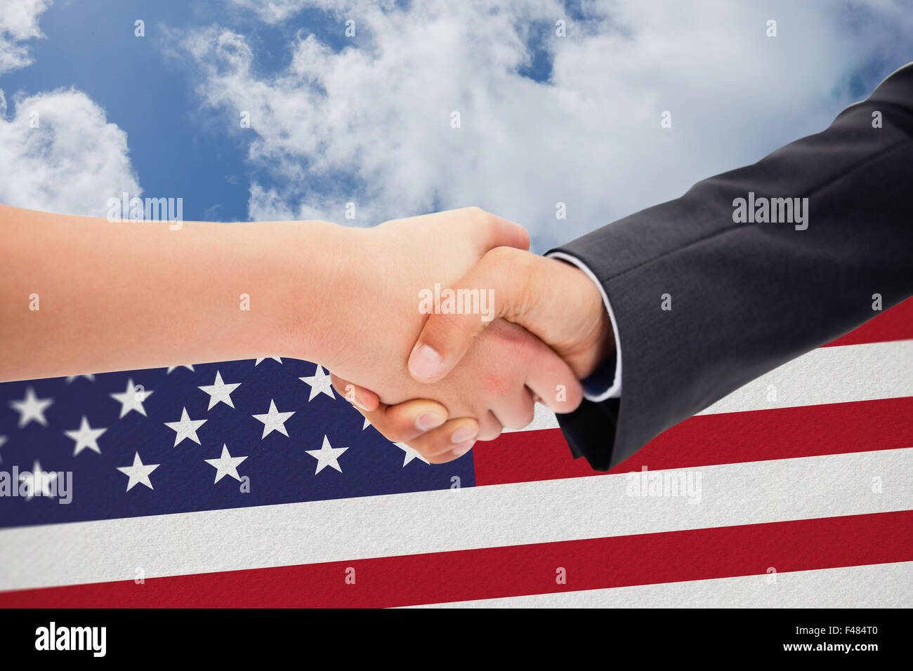 Close up hand shake flag hi-res stock photography and images - Alamy