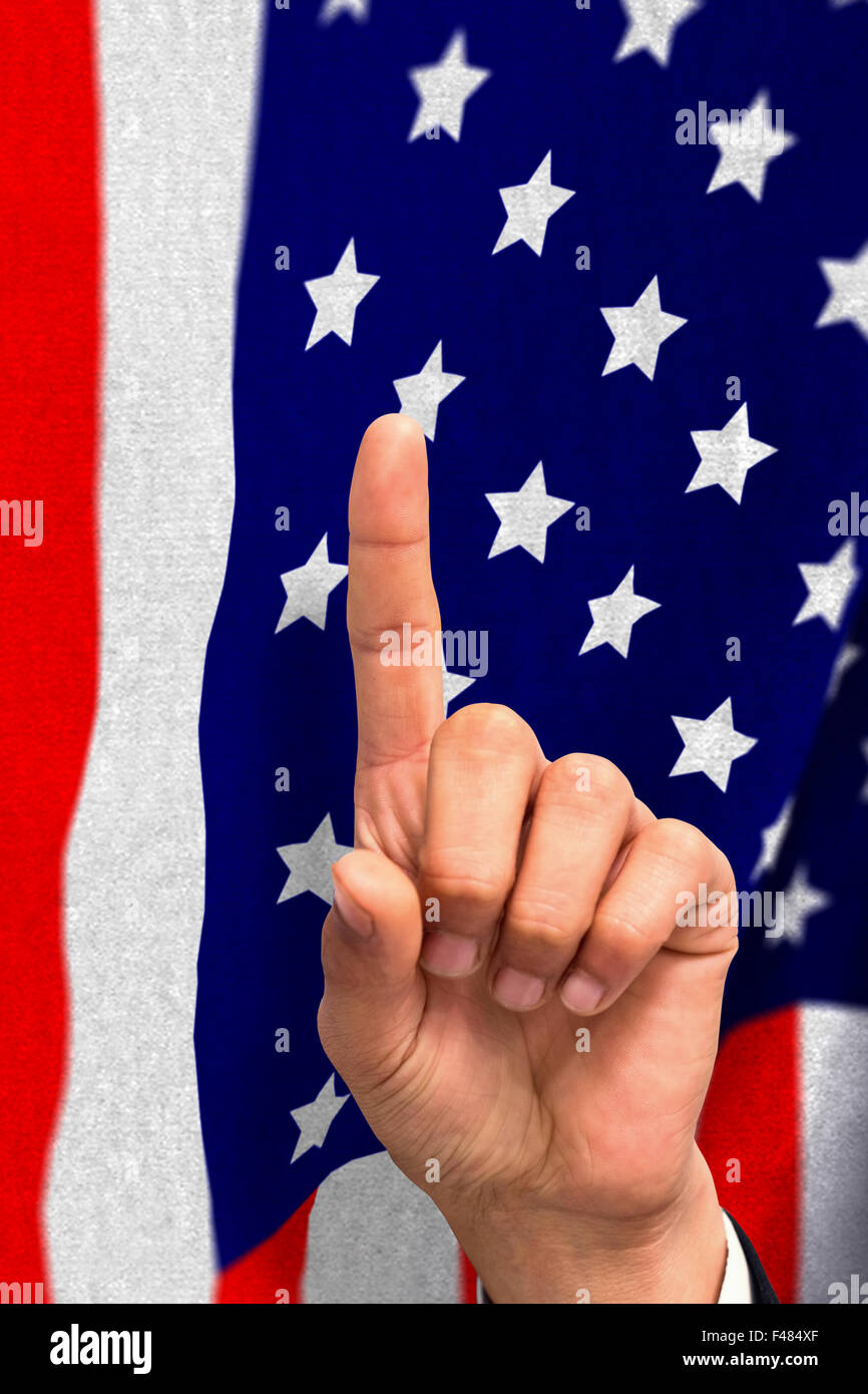 Composite image of hand pointing Stock Photo - Alamy