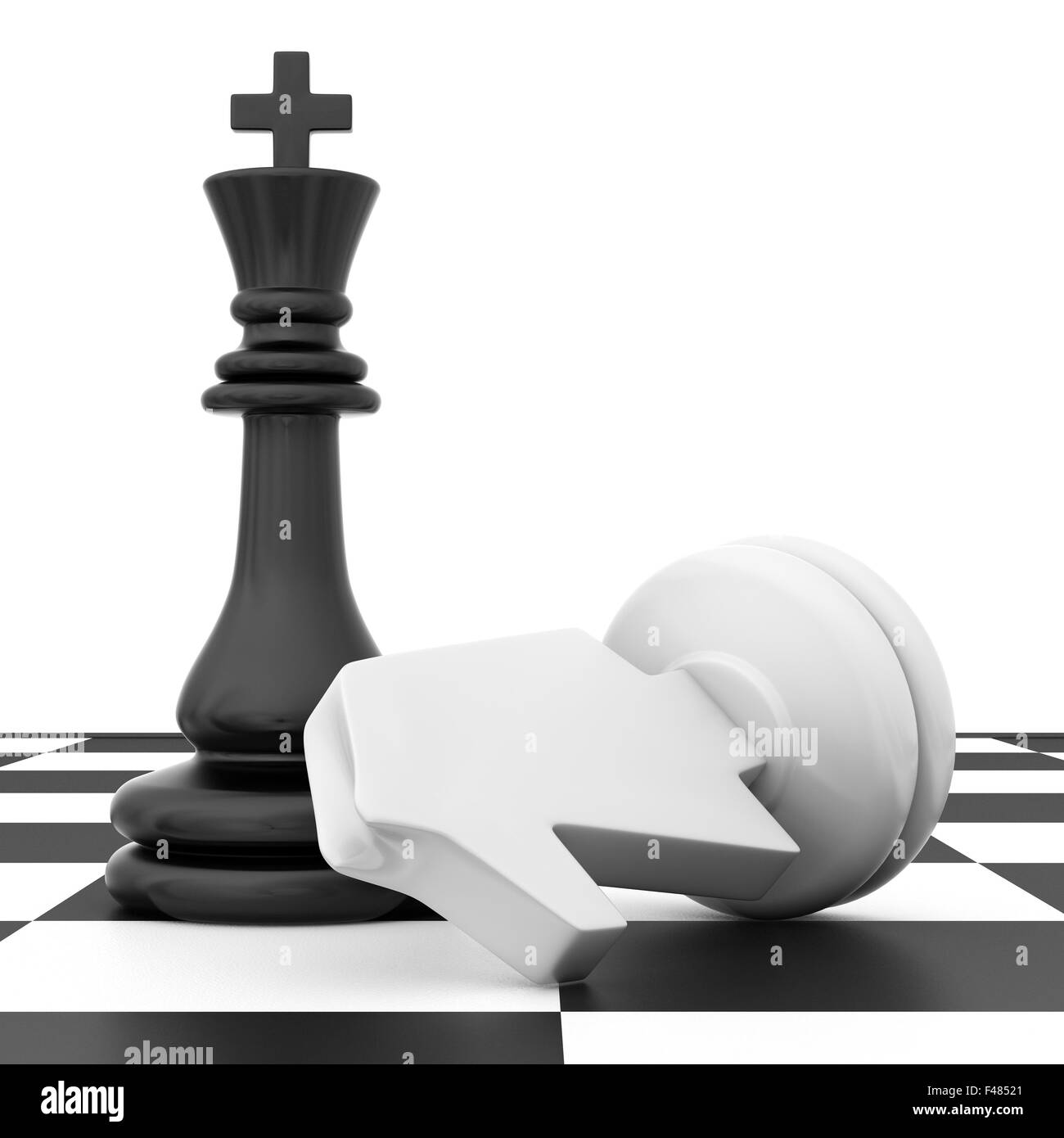 The fallen knight chess piece lying on chessboard Stock Photo - Alamy