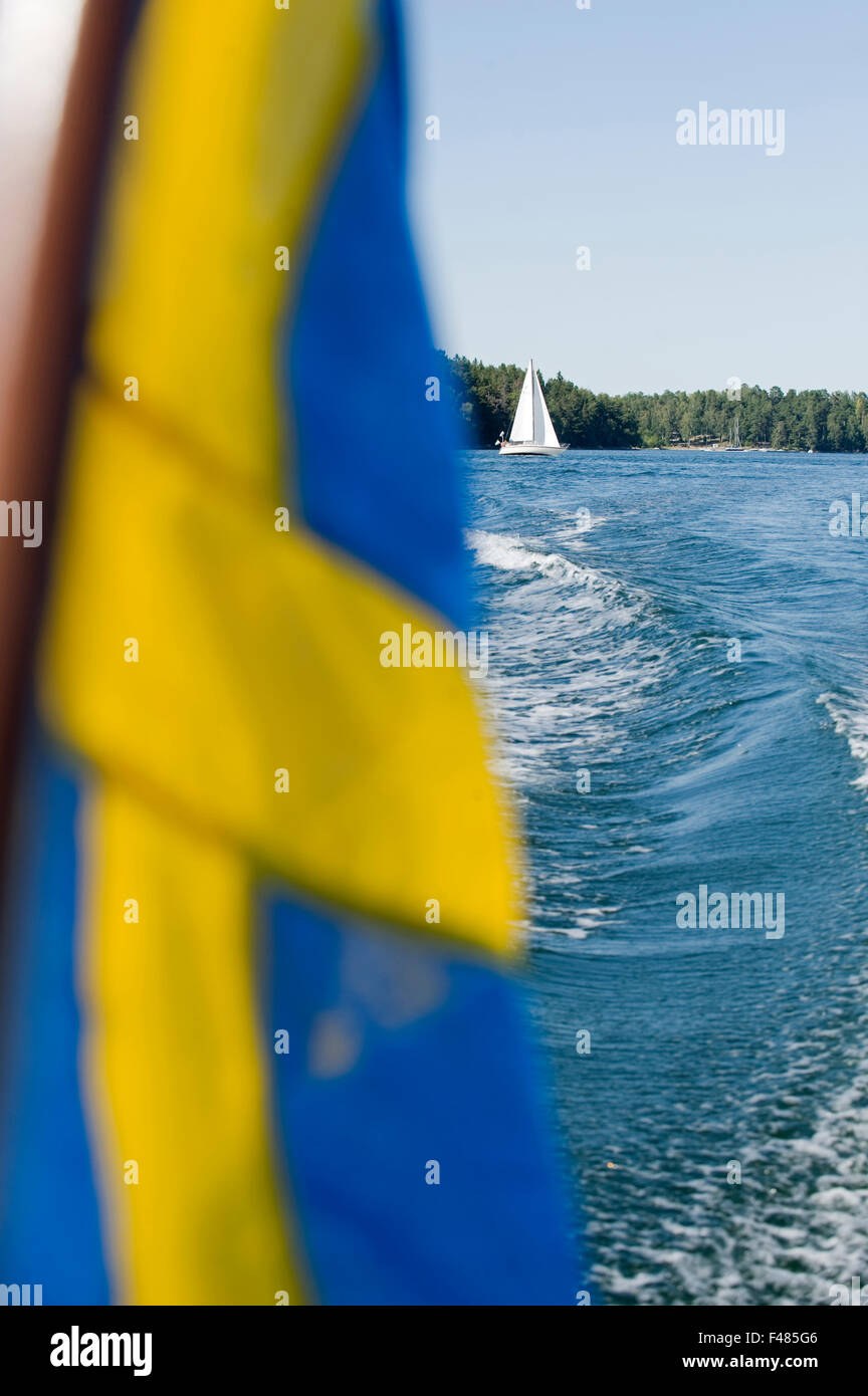 The Swedish flag streaming in the wind, Sweden Stock Photo - Alamy