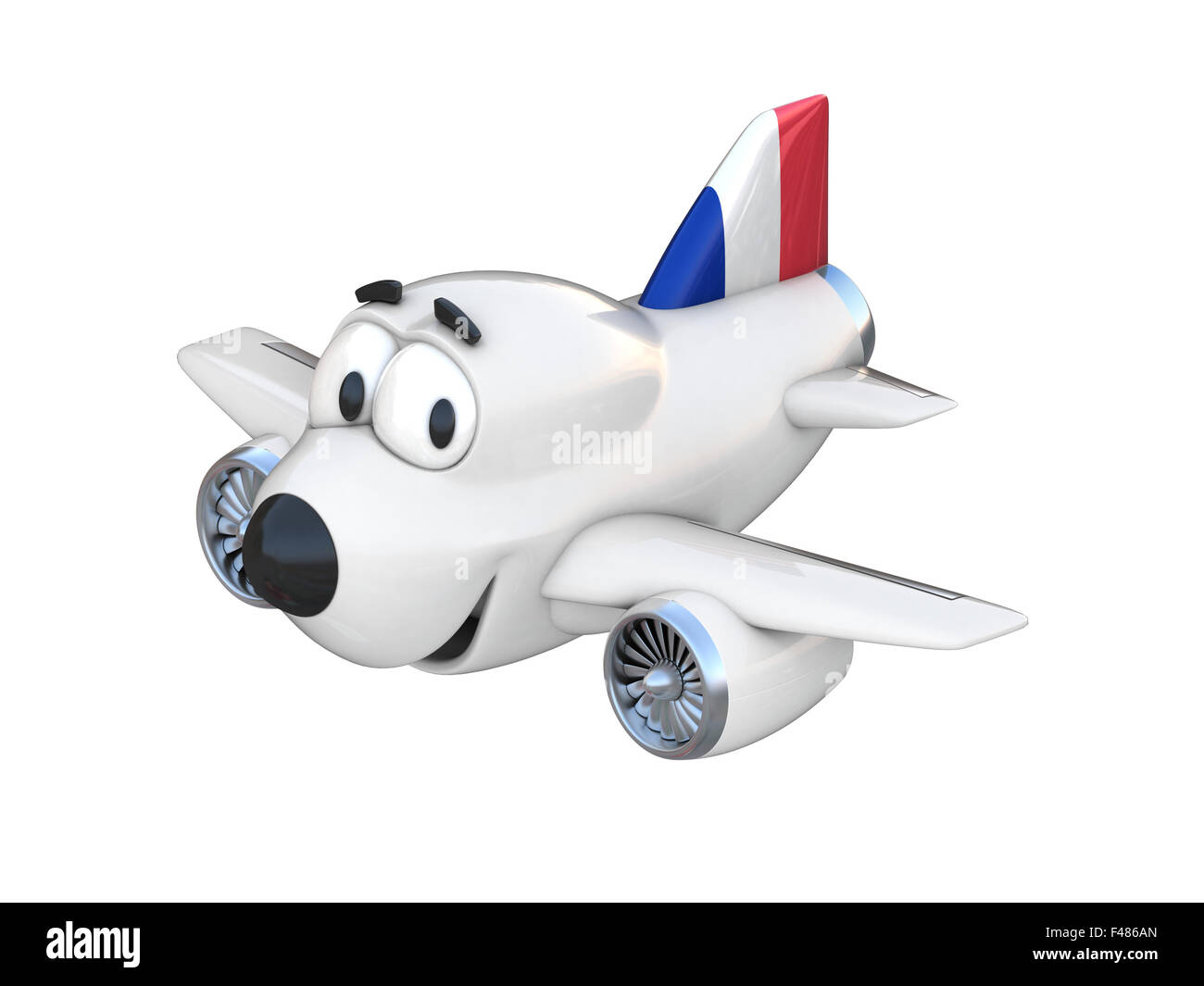 Cartoon airplane with a smiling face - French flag Stock Photo - Alamy
