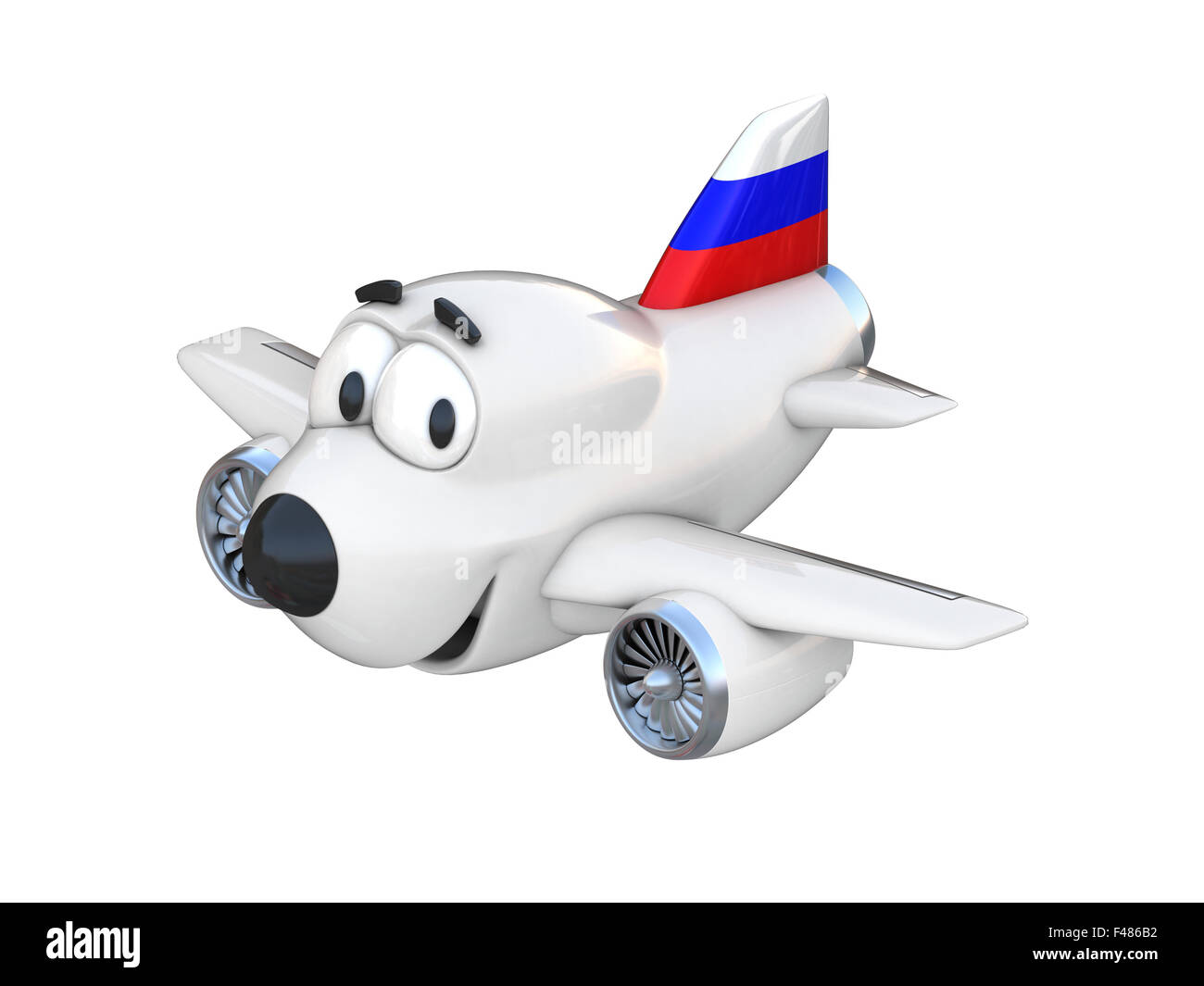 Cartoon airplane with a smiling face - Russian flag Stock Photo - Alamy
