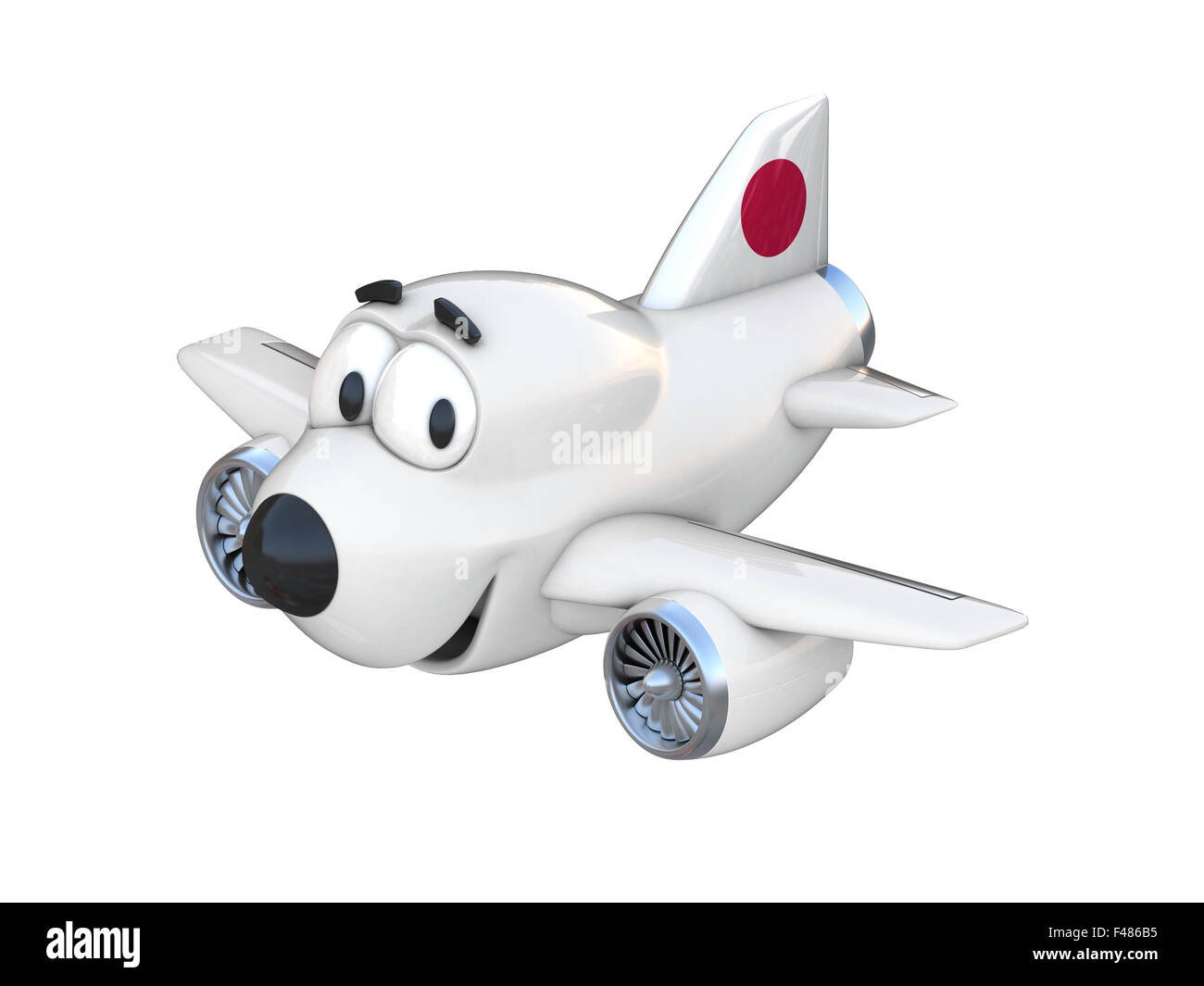 Cartoon airplane with a smiling face - Japan flag Stock Photo - Alamy