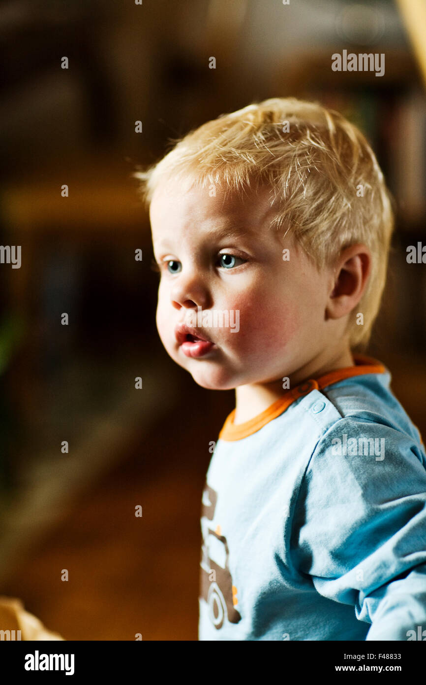 A little Scandinavian boy looking, Sweden Stock Photo - Alamy