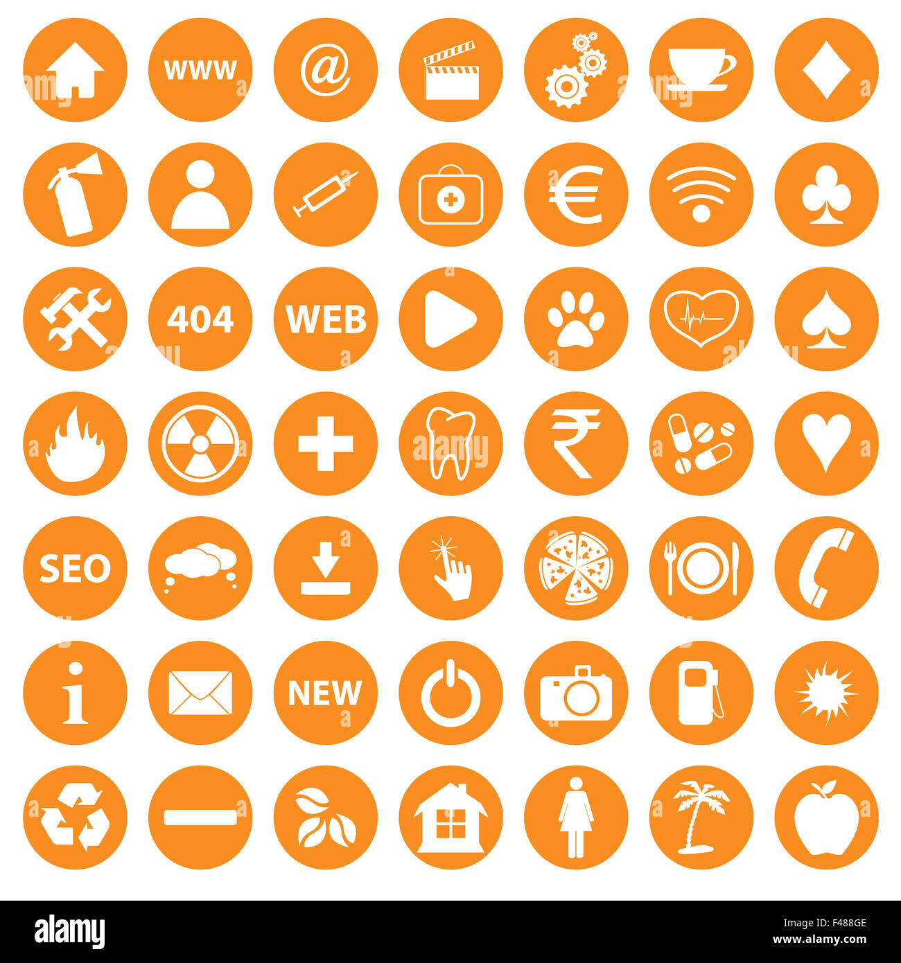 Orange icons set Stock Photo - Alamy